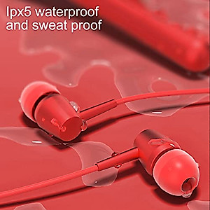 OCUhome 5.0 Wireless Neckband Earphone, IPX5 Waterproof Stereo Wireless Headset with Microphone Noise Cancelling Earphones for Gym Running Compatible with iOS Android Black