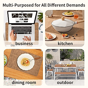 Maxpearl Faux Leather Placemats Set of 6 - Waterproof - Wipe Clean - Heat Resistant - Anti Slip Dining Table Place Mats, Suitable for Indoor & Outdoor Use, 17’’×12’’, Brown