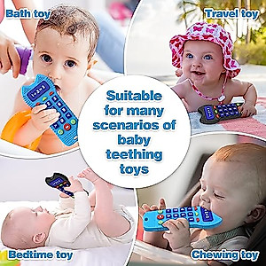 Safeswee 2 Pack Baby Teether, Montessori Teething Toys for 6-12 Months, Calculator Shape Remote Chew Set, Sensory Teething for Boys and Girls