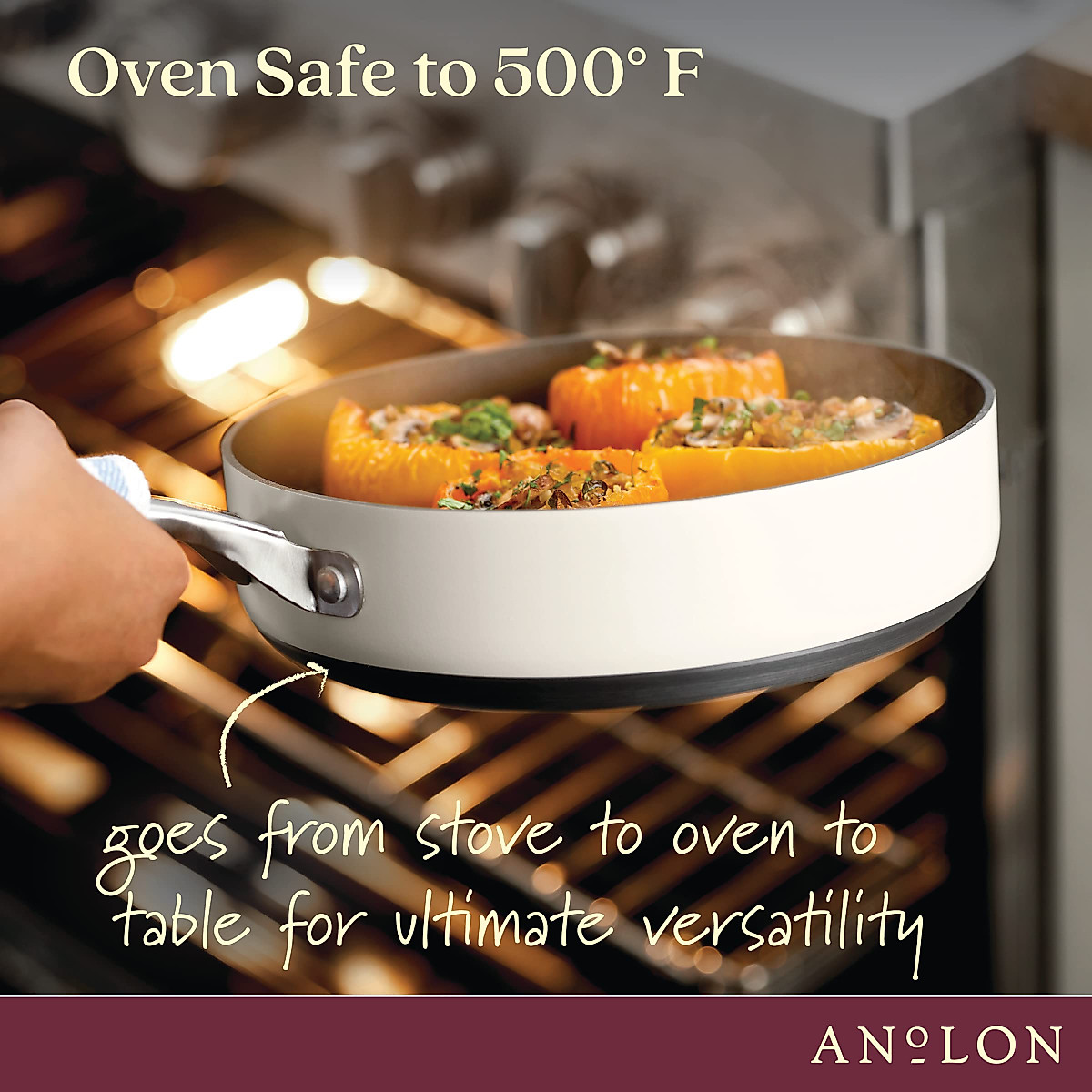 Anolon Achieve Hard Anodized Nonstick Cookware Pots and Pans Set, 9 Piece - Cream