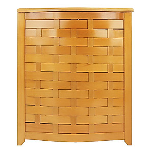 Oceanstar BHV0100N Bowed Front Veneer Laundry Wood Hamper, Natural Finished