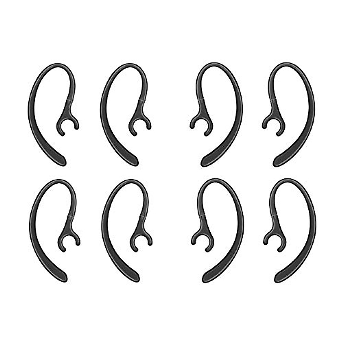 Zotech Replacement 8 Pack Ear Hooks Universal Small Clamp Loop Clip for Plantronics, Samsung,Motorola,LG, Jabra & Many Other Bluetooth Headset (Black)