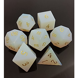 Amatolo Handmade Natural Gemstone Dice Set, Collection Jade Dices for Dungeons & Dragons (Unselected Rose Crystal)