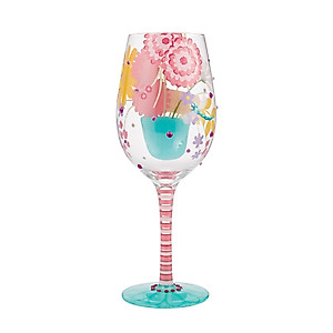 Enesco Designs by Lolita Best Mom Ever Hand-Painted Artisan Wine Glass, 15 Ounce, Multicolor