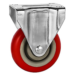 4 Pack 4" Caster Wheels Swivel 360 Degree 2 with Brake Swivel and 2 Rigid Non Swivel Fixed Stationery Combo On Red Polyurethane Wheels with Hardware
