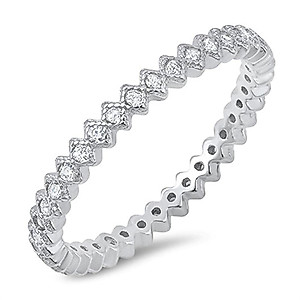 Eternity Clear CZ Stackable Wedding Ring New 925 Sterling Silver Band Size 8