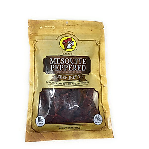 Buc-ees Texas Hill Country Brand Mesquite Peppered Beef Jerky in Resealable Bag (One Bag, 10 Ounces)
