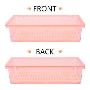 DOITOOL Flatware Tray with Lid and Drainer, Tableware Utensil and Cutlery Drawer Organizer with Lid Covered Silverware Tray to Keeps Your Cutlery Organized and Protected (Pink)