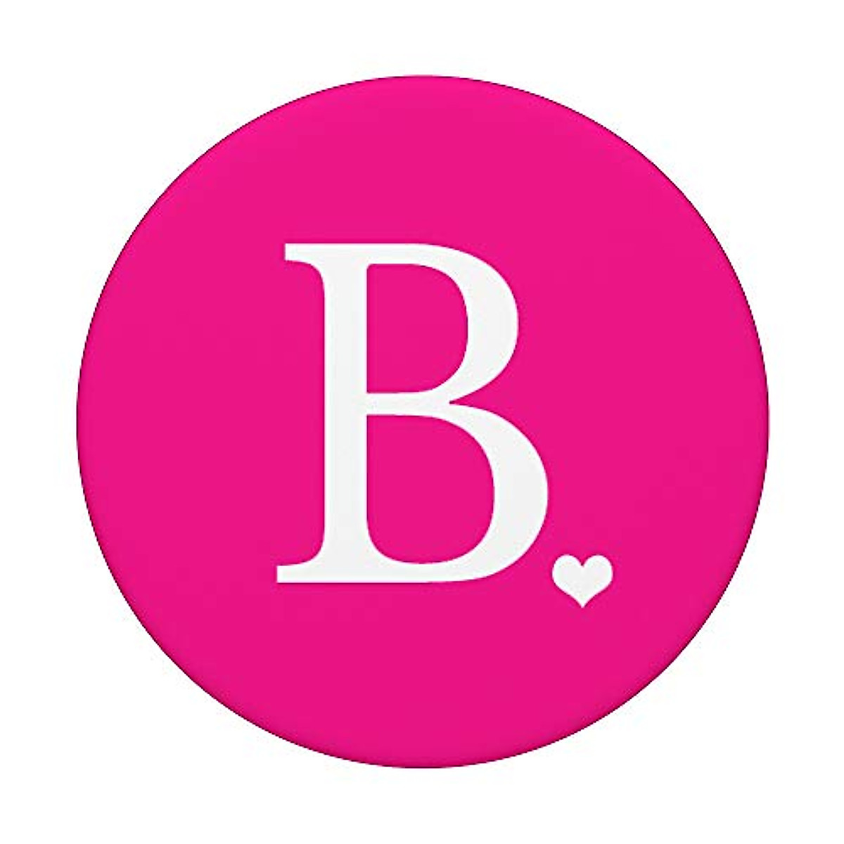 White Initial Letter B heart Monogram on Hot Pink PopSockets PopGrip: Swappable Grip for Phones & Tablets