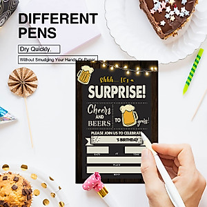 Rustic Surprise Birthday Party Invitations with Envelopes Set of 20 Chalkboard Wood It's a Surprise Birthday Party Invites for Men