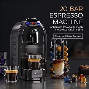 JASSY Mini Espresso Coffee Machine 20 Bar Coffee Maker Compatible for NS Original Capsule with Single/Double Cup System for Espresso,1255W
