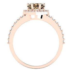 Clara Pucci 1.75ct Heart Cut Solitaire Genuine Champagne Simulated Diamond Engagement Promise Anniversary Bridal Ring 18K Rose Gold 7.5
