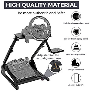 Hottoby Racing Simulaor Cockpit Aluminum Profile Truck Simulator with Red Seat&Monitor Frame Fit for Logitech/Thrustmaster/Fanatec G920,G923&T80 F1 Professional,No Handbrake,Pedals,Steering Wheel