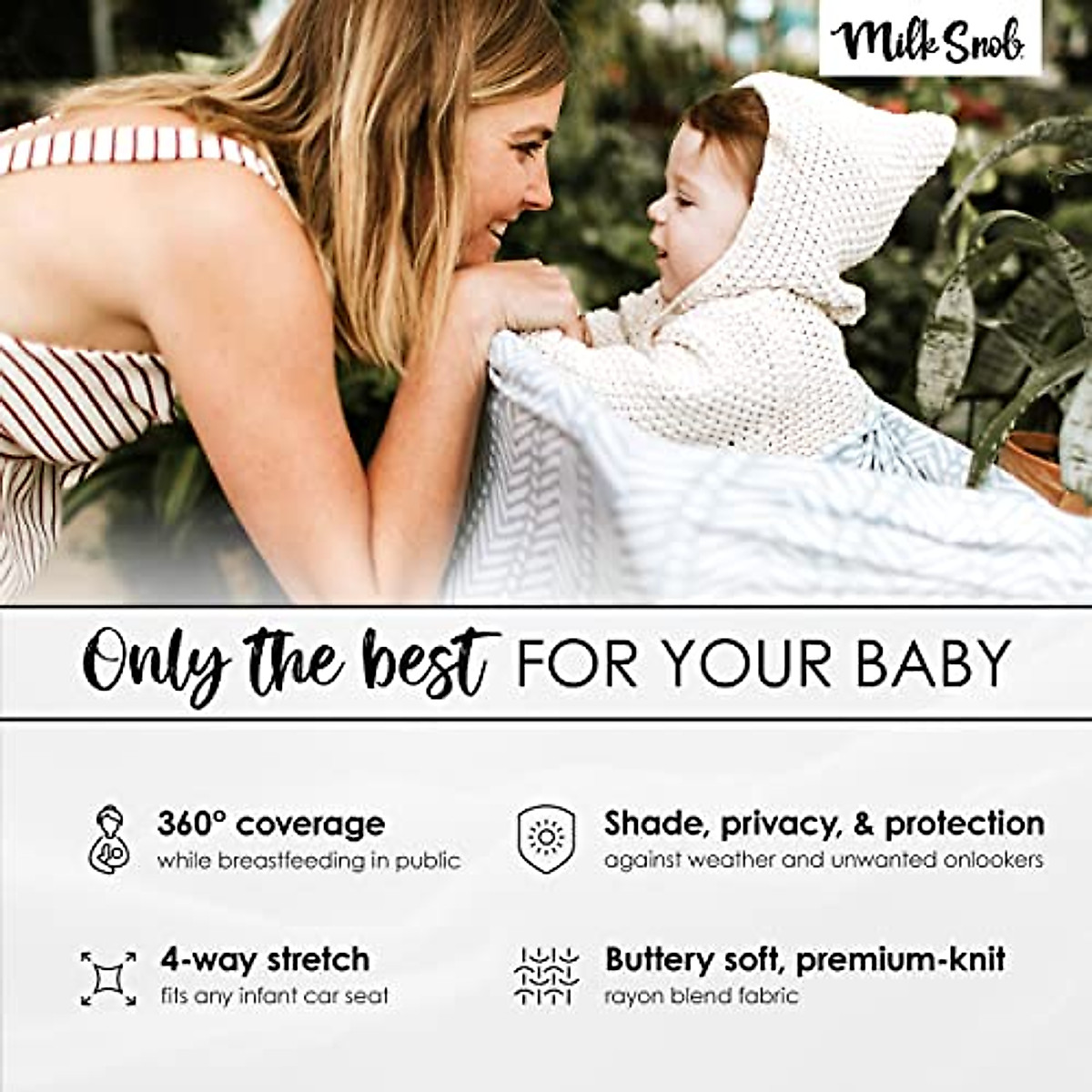 Milk Snob Original 5-in-1 Cover - Added Privacy for Breastfeeding, Baby Car Seat, Carrier, Stroller, High Chair, Shopping Cart, Lounger Canopy - Newborn Essentials, Nursing Top, Soho