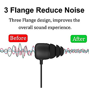 A-Focus 9 Pairs Noise Isolation Triple Three Flange Ear Tips Buds Plugs Gels Bud with 4mm Inner Hole for Inside Diameter 4mm-4.8mm Earbuds in-Ear Earphones, S/M/L Black White