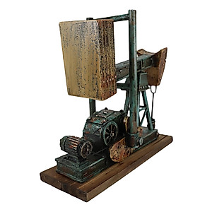 Ebros Gift Rustic Vintage Nodding Donkey Pumpjack Oil Derrick Rig Wine Bottle Holder Rack Caddy Statue Wild West Pumpjack Metal Platform Home Decor Sculptures