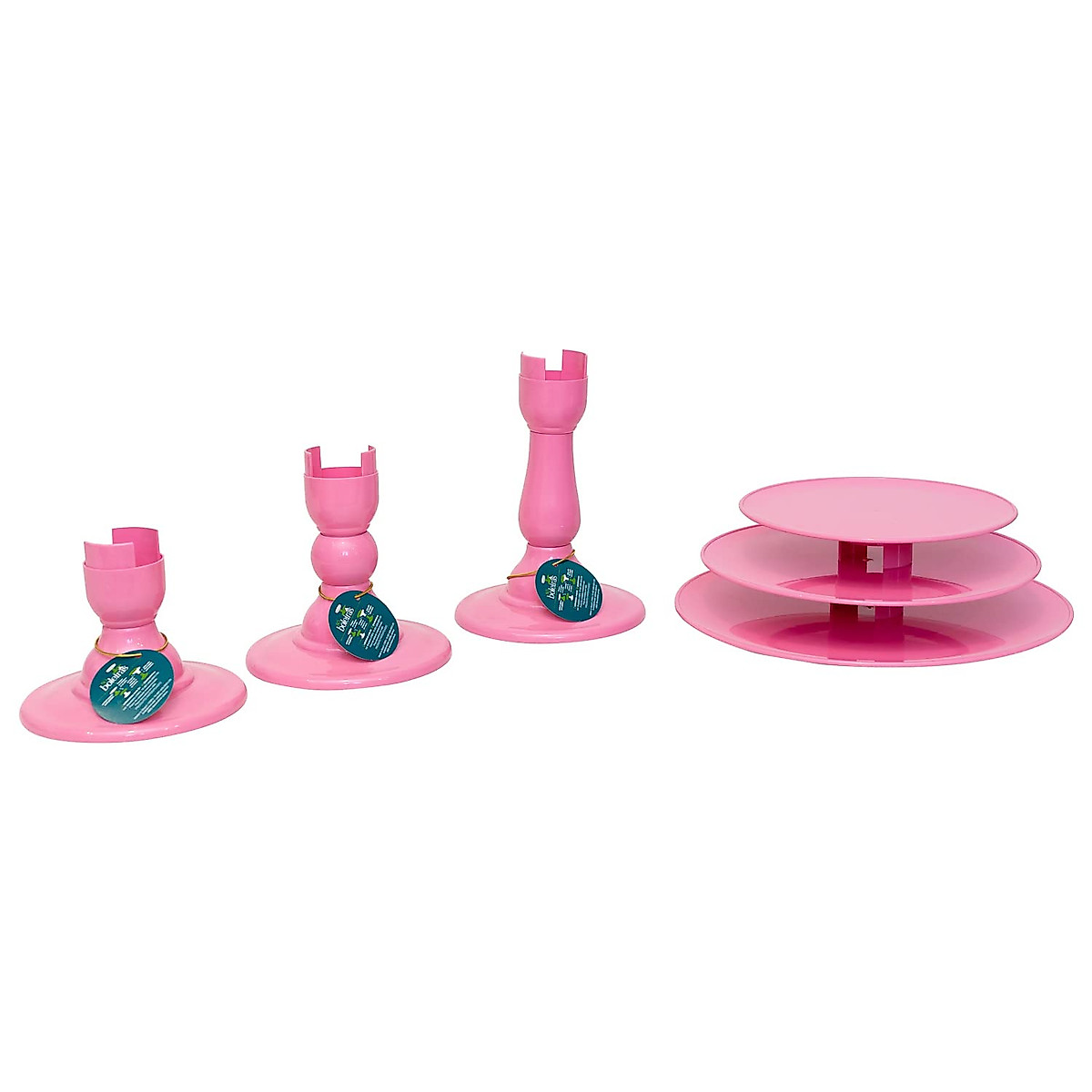 So BOLEIRAS ABS Plastic Colorful Set of 3 Cake Stands (Pink), Easy to use Concept for a More Creative Production for Party, Wedding, Small 9Inchx5Inch, Medium 11Inchx7Inch, Large 12,5Inchx10Inch