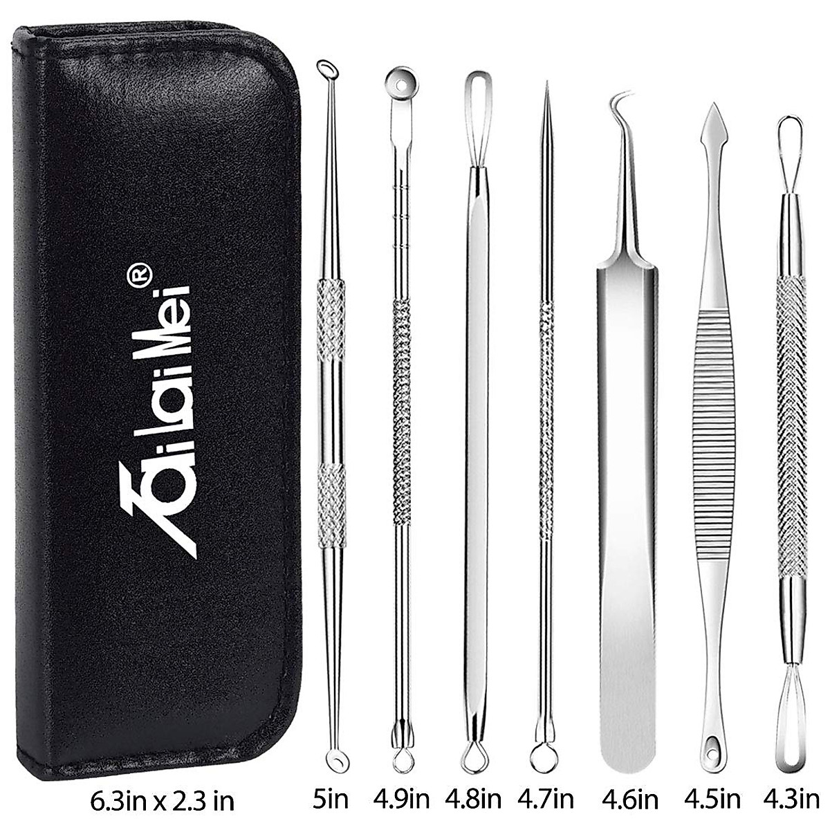 7-Piece Blackhead Remover Kit - Pimple Comedone Extractor Tool set for Facial Acne and Treatment for Blemish, Whitehead Popping, Zit Removing for Risk Free Nose Face Skin with Metal Case