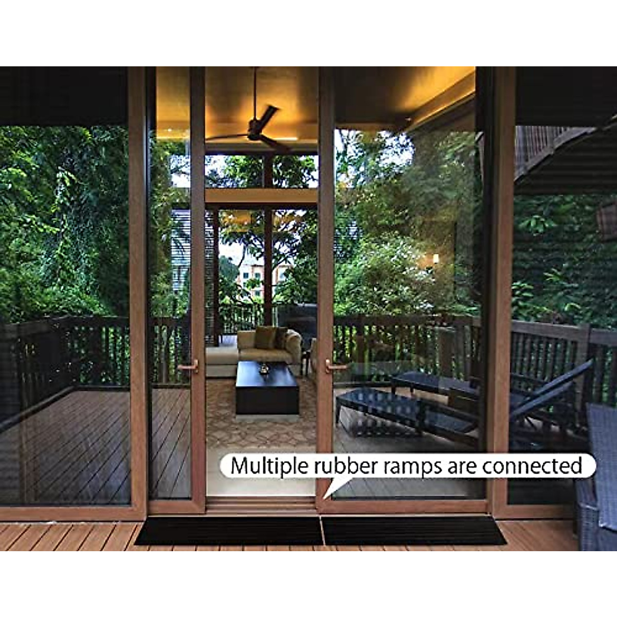 CINNYE 1.2'' Rise Solid Rubber Wheelchair Ramp,Threshold Ramp Used for Thresholds,Doorways and Bathroom (High:1.2 Inch(Pack of 1)) Black