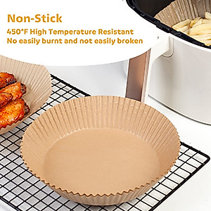 Ailun 8inch Air Fryer Disposable Paper Liners, 100PCS Non-Stick Air Fryer Parchment Liner, Oil Resistant, Waterproof, Food Grade Baking Paper for 5-8 QT Air Fryer Baking Roasting Microwave