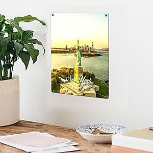 Autravelco Rustic Metal Signs Skyline New York City Landscape Wall Decor Aluminum Metal Sign for Coffee Bar Terrace Business USA Street Painting State Building Art Poster Gift for Dorm 12x16in