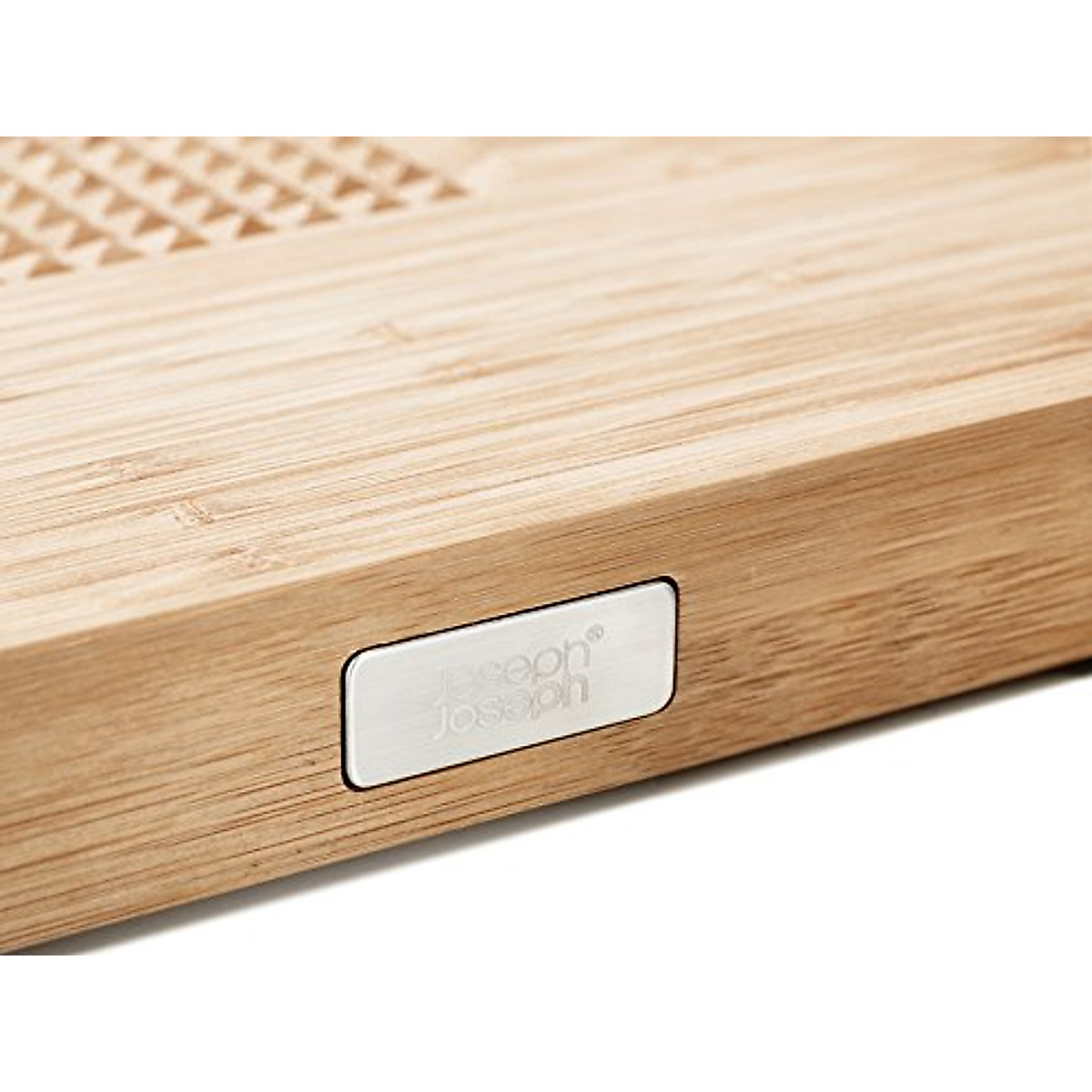 Joseph Joseph Cut & Carve Bamboo Cutting Board with Food Grip and Angled Surface Yellow Large