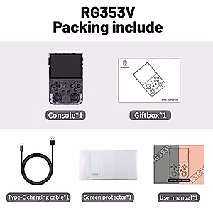 RG353V Retro Handheld Game with Dual OS Android 11 and Linux,RG353V with 64G TF Card Pre-Installed 4452 Games Supports 5G WiFi 4.2 Bluetooth Online Fighting,Streaming and HDMI