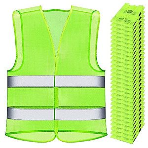 Unittype 30 Pack High Visibility Vest Reflective Safety Vest Hi Vis Mesh Vest Adjustable Size for Men Women Outdoor Works(Green)