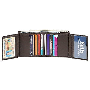 Bullz Genuine Nappa Cow leather Dual Credit Card ID Flap Bifold Mens Wallet Passcase
