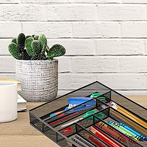 Halter Silverware Tray, Cutlery Tray, Flatware Tray Organizer, Steel Mesh Silverware Organizer, Kitchen Utensil Drawer Organizer with Non Slip Base, Cutlery Organizer in Drawer, Set of 2 (Small)