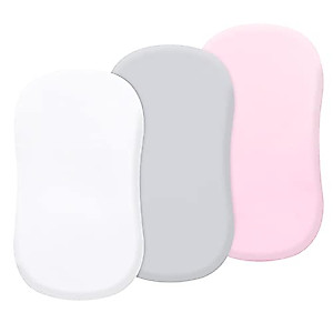 David's Kids 3 Pack Bassinet Sheets, Ultra Soft Silky Breathable Cradle Sheets for Boys Girls Neutral，Univeral Fit for Most Cradle and Bassinet Mattress, White & Light Grey & Pink