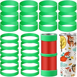 Yoande 24 Pcs Silicone Bands for Sublimation Cups 2 Size Elastic Heat Resistant Thick Ring Rubber Holder Tumbler Printing Band for Wrapping Cup Prevent Ghosting DIY Craft