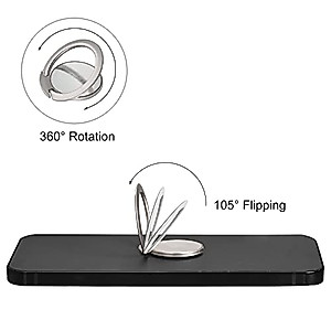 uxcell Phone Ring Holders, Ultra-Thin Cellphone Stand 360 Rotation Grip, for Magnetic Car Mounts, Silver Tone 2Pcs