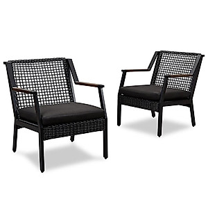 Real Flame Calvin Outdoor Chair Set of 2 - Powdered Aluminum Frame with Resin Wicker Weave