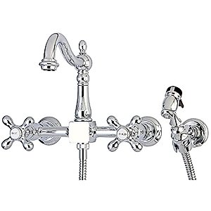 Kingston Brass KS1261AXBS Heritage Bridge Kitchen Faucet, Polished Chrome, 8 x 6.56 x 2.25