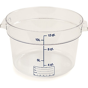 CFS 1076707 StorPlus Polycarbonate Round Food Storage Container, 12 Quart, Clear