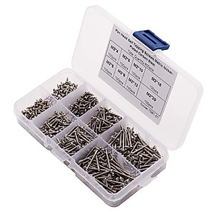 Silver M2 Nickel-Plated Carbon Steel Pan Head Self Tapping Screws (800pcs/Set), Assortment Drilling Screws with Storage Case, 4mm 5mm 6mm 8mm 10mm 12mm 16mm 20mm