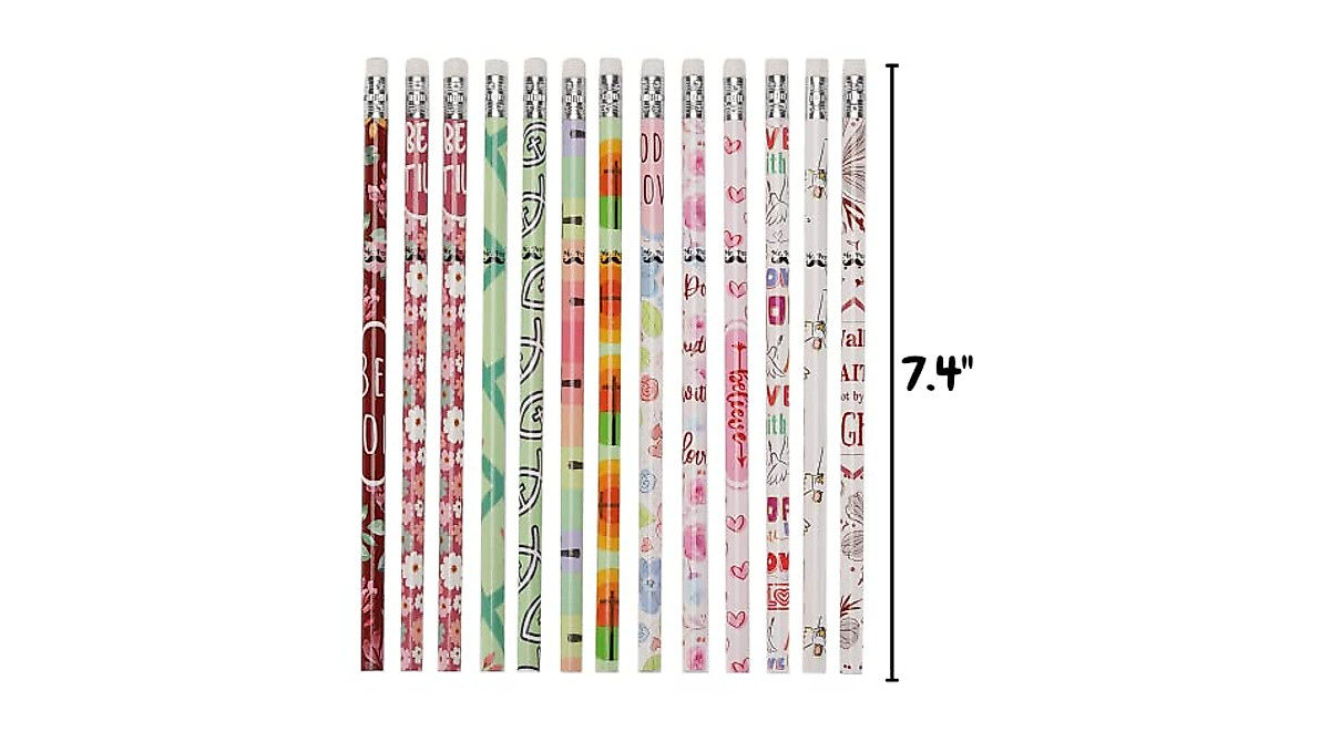 Floral Bible Verse Pencils - 24 Assorted Faith-Inspired Designs