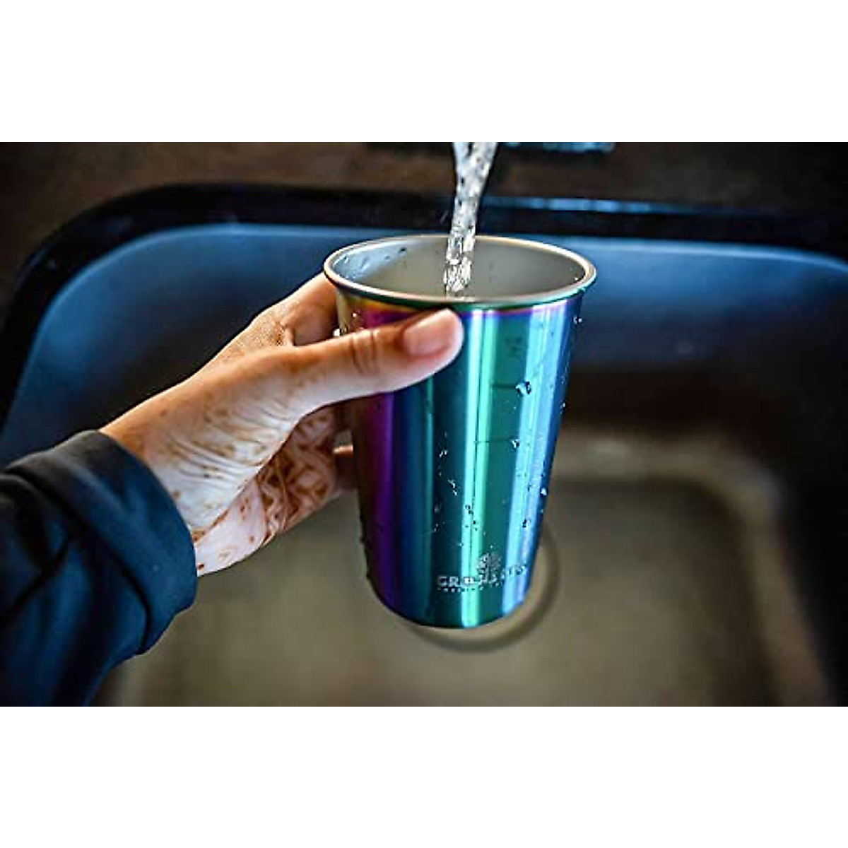 Stainless Steel Cups 16 oz Pint Tumbler (4 Pack) - Premium Metal Drinking Glasses | Stackable Durable Cup (16 oz Rainbow)