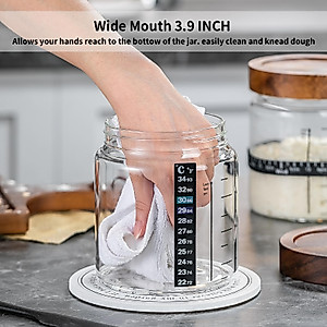 Wissy&Konny Sourdough Starter Jar 2Pack 35OZ with Ounce Scale Line,Date Marked Feeding Band, Thermometer, Sourdough Jar Scraper, Cloth Cover & Wood Lid, Wide Mouth for Sourdough Bread Baking
