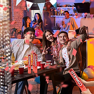 Confetti Cannon Red Biodegradable Confetti Poppers 12Pack Party Poppers Confetti Shooters Red Confetti Sticks for Wedding Graduation Engagement Anniversary Bridal Shower Valentines Day Birthday