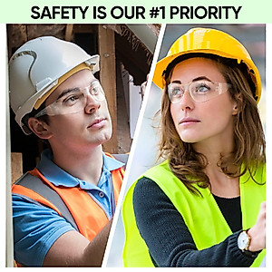 TICONN 12 Clear Safety Glasses for Men, Safety Goggles with Scratch Impact Resistant Meets ANSI Z87.1 Standard (12 Pack)