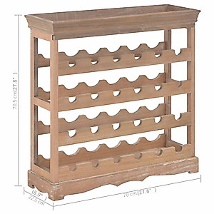FurturHome Wooden Wine Rack for 24 Bottles with Storage | Freestanding Floor Wood Wine Holder Bottle Holder | Rustic Wine Bar Shelves for Home Kitchen Bar Dining Room | Brown MDF 27.6" x 8.9" x 27.8"