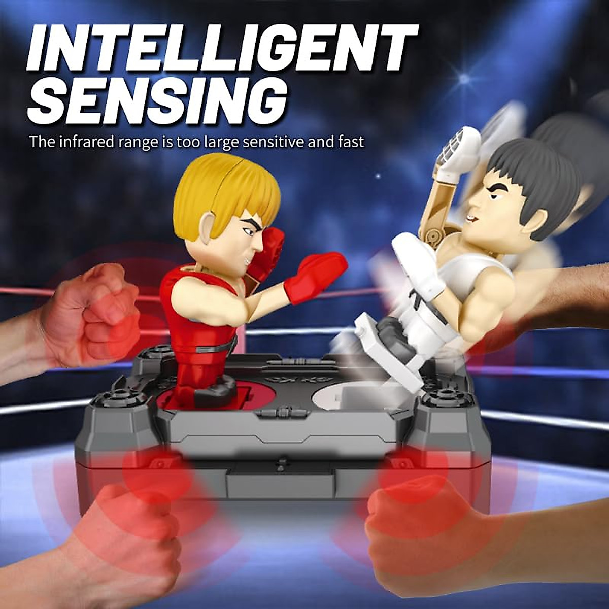 Electronic Boxing Toy with Scoring Screen, Kid Board Boxing Games, Body Interactive Punching RC Robots, Single Player& 2 Players Mode, K.O.& Scoring Winning Ways, Xmas/Birthday Gift for 4-7,8-12 boys