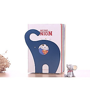 Y-H 1Pair Cute Cartoon Elephant Nonskid Bookends Art Bookend (Navy Blue)