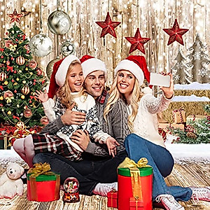 CHAIYA 8X8FT Christmas Backdrop Wood Floor Backdrop Winter Snow Xmas Tree Gift Christmas Family Party Background New Year Party Decoration Backdrop CY243
