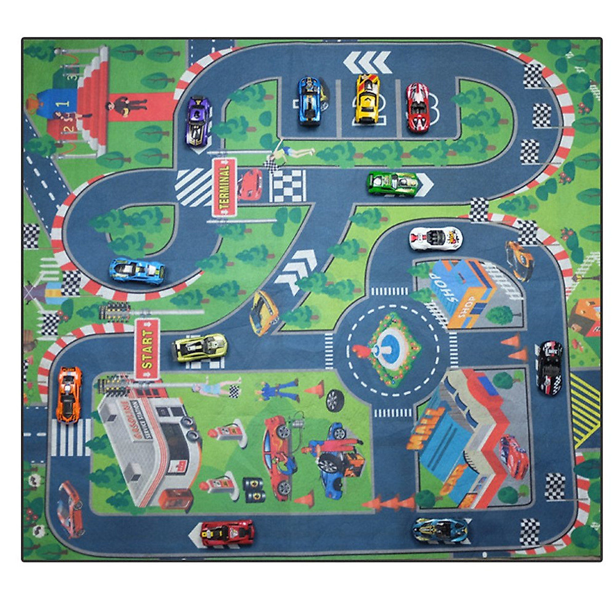 Road Playmat Toy,Kids Carpet Playmat,Great for Playing with Cars and Toys,Children Educational Road Traffic Play Mat- Learn and Have Fun Safely