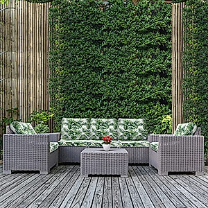 JMKaixin Outdoor Seat/Back Deep Chair Cushion Set for Patio Furniture - Lounge Chair Cushions with Ties - Water-Resistant Patio Chair Cushions 19x19 (Palm)