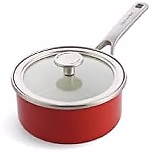 KitchenAid Steel Core Enamel 16cm/1.3 Litre Saucepan, Empire Red