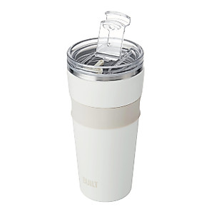 BUILT 24oz Shasta Double Wall Vacuum Insulated Stainless Steel Tumbler with Easy to Clean Flip to Open Lid, Marshmallow
